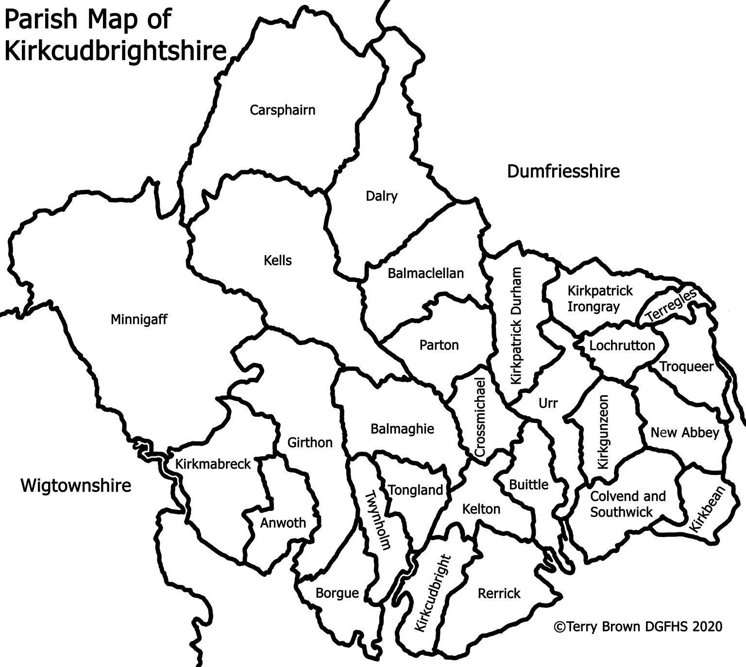 Parish Map of Kirkcudbrightshire | Dumfries and Galloway Family History ...